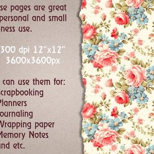 Shabby Chic Roses Vintage Digital Paper, Shabby Chic Floral Seamless ...