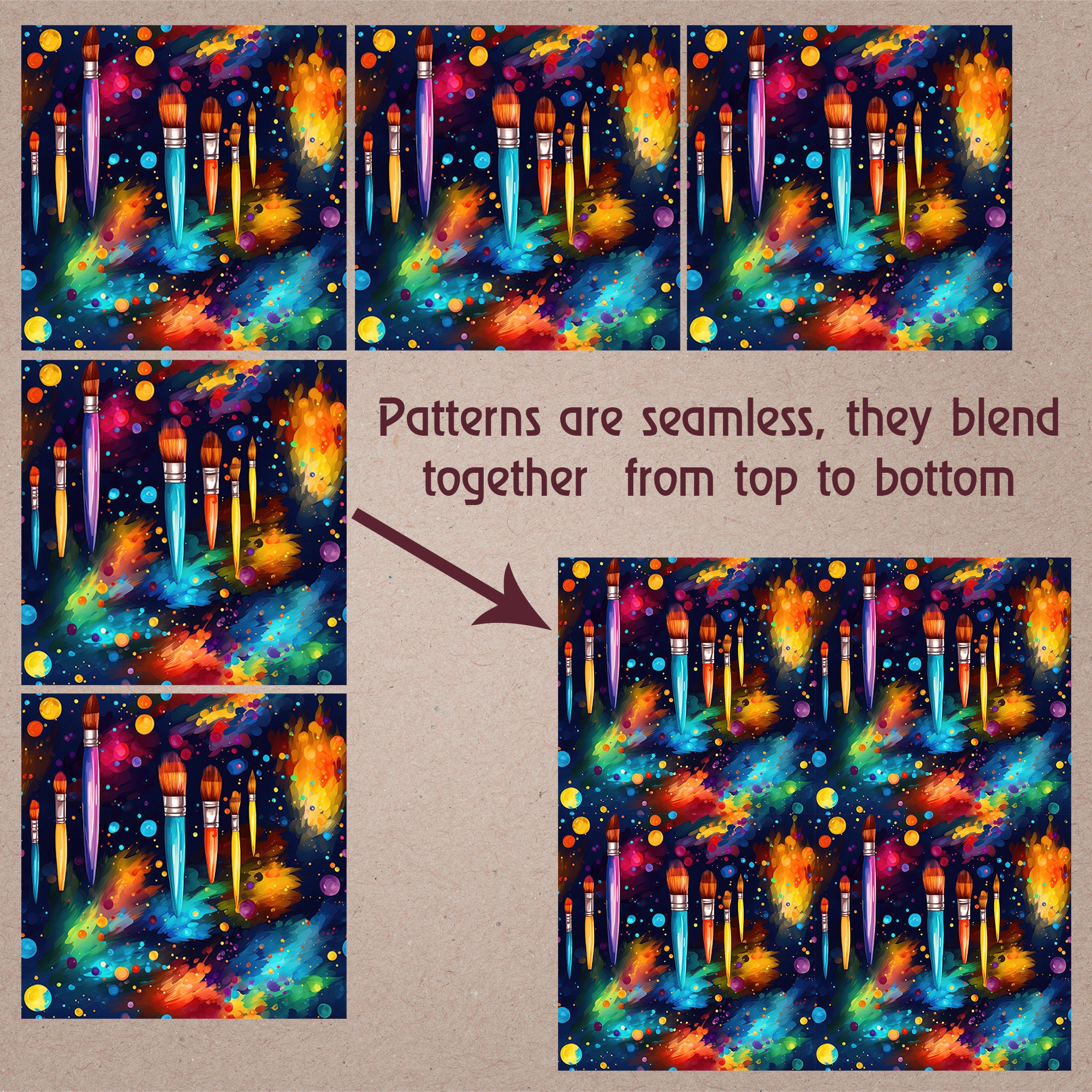 Vibrant Back to School Digital Papers: Colorful Paints, Blots & Brushes ...
