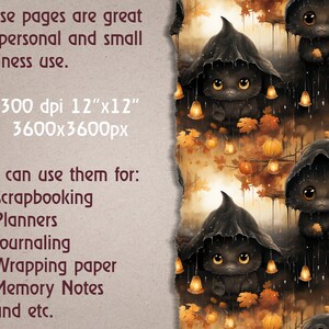 12 Seamless Patterns Witch's Cats, Watercolor Halloween Digital Papers ...