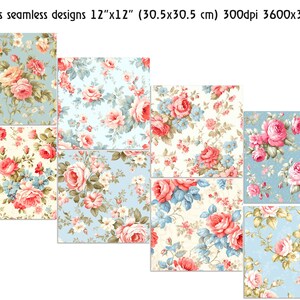 Shabby Chic Roses Vintage Digital Paper, Shabby Chic Floral Seamless ...