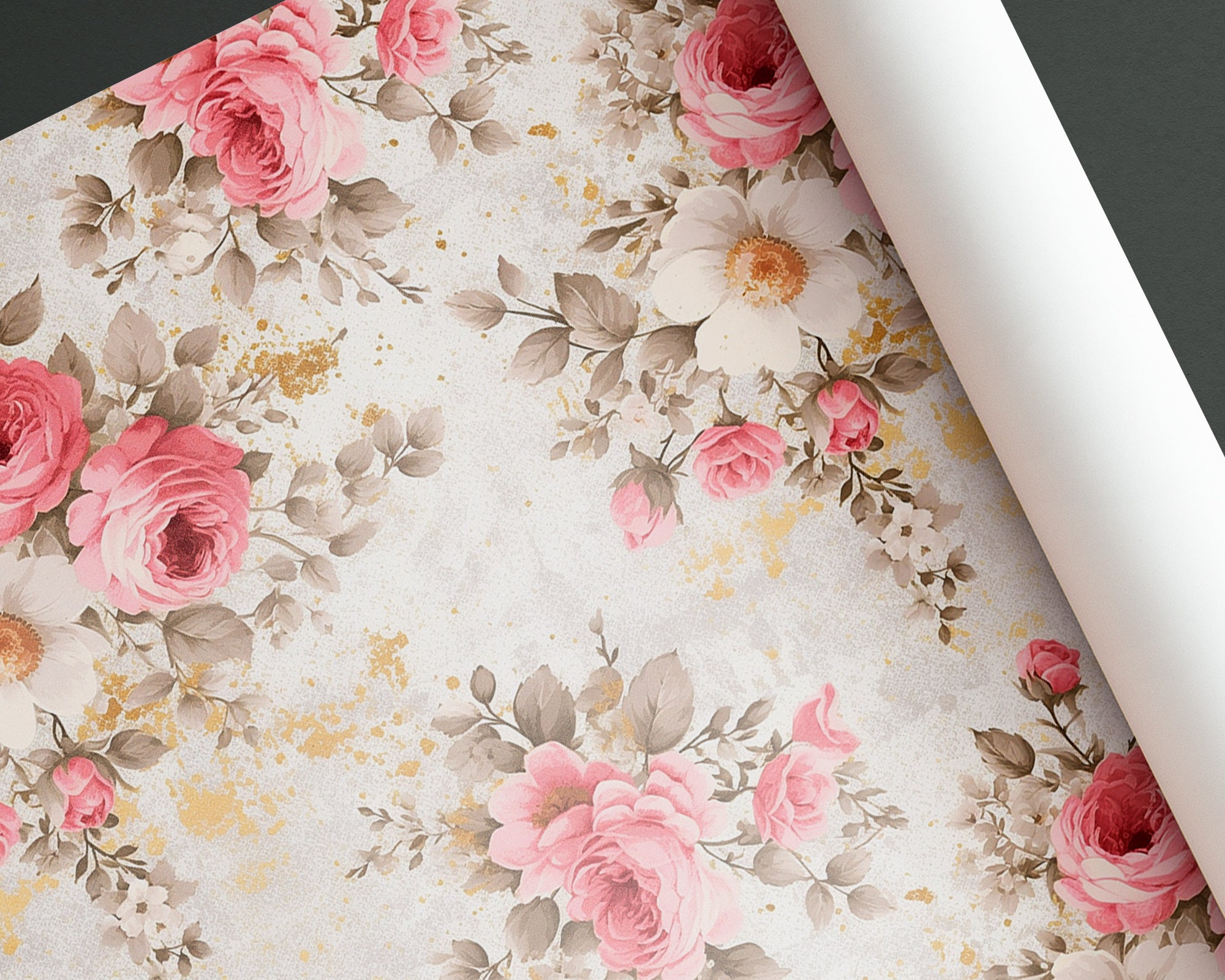 Seamless Vintage Flowers Digital Paper, Shabby Chic Floral Seamless ...