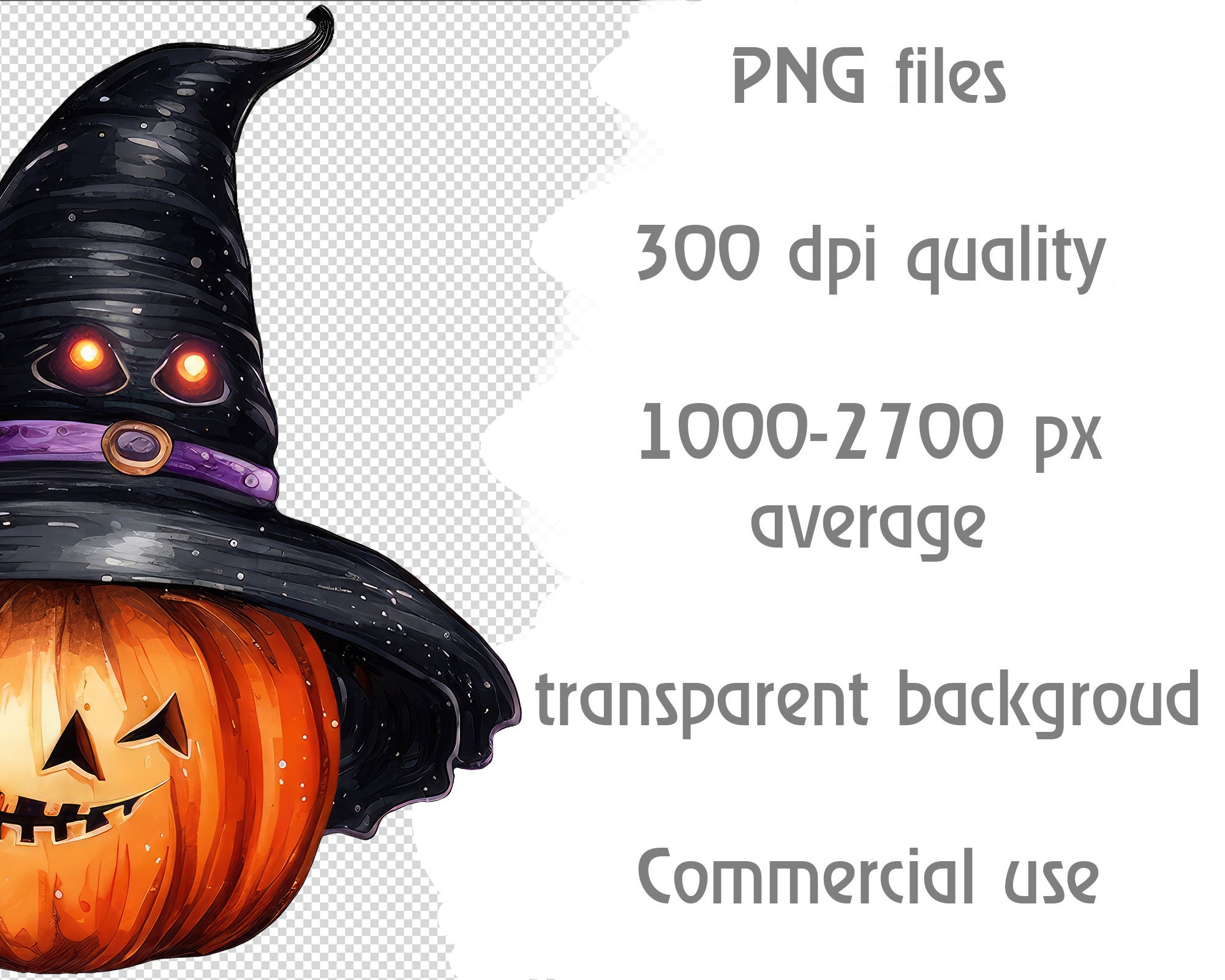 16 PNG Halloween Pumpkins Clipart Set Watercolor Cute - Etsy