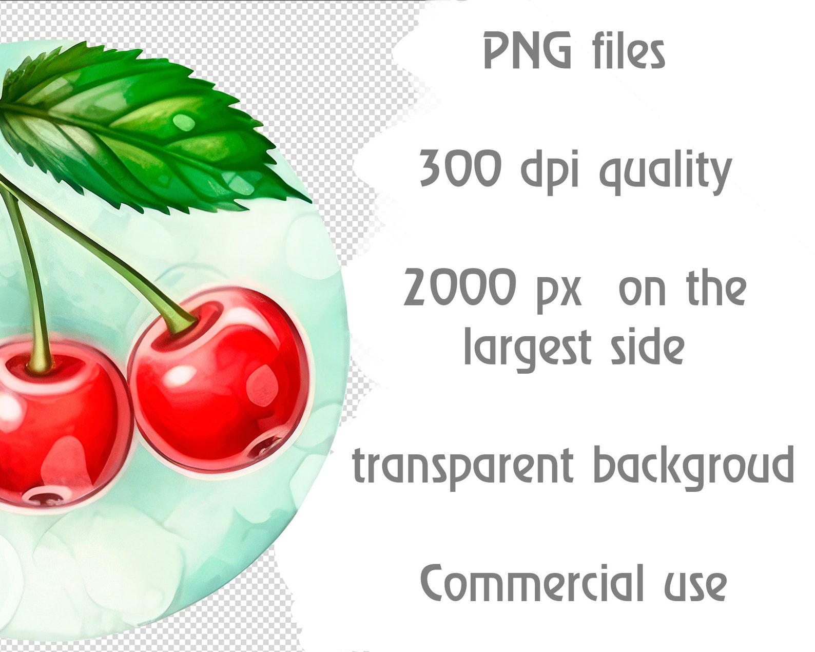 20 PNG Cherry Clipart Set | Watercolor Cherry Blossom Digital Images ...