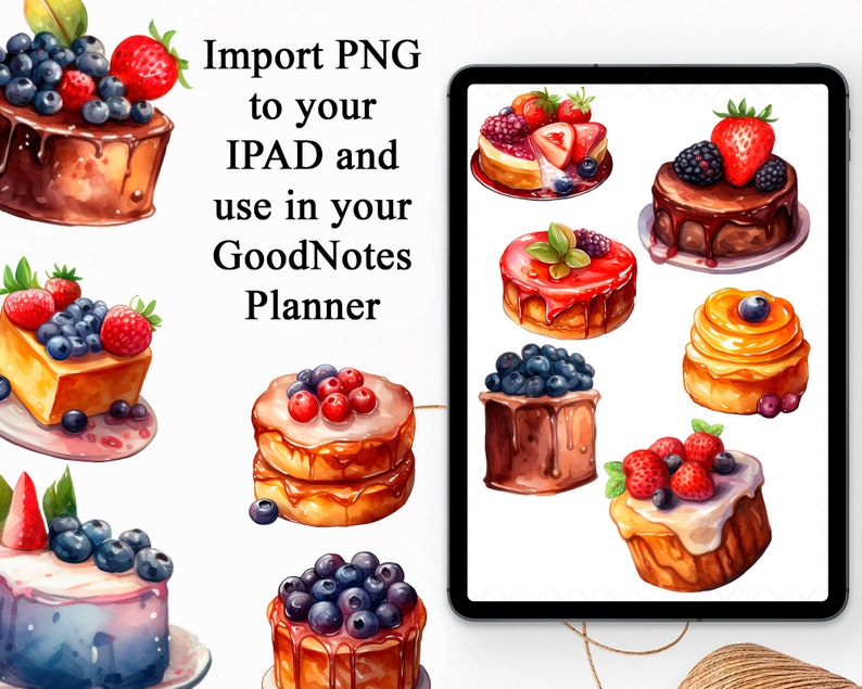22 PNG Pies Clipart Set Watercolor Cake Digital Images Chocolate Pie ...