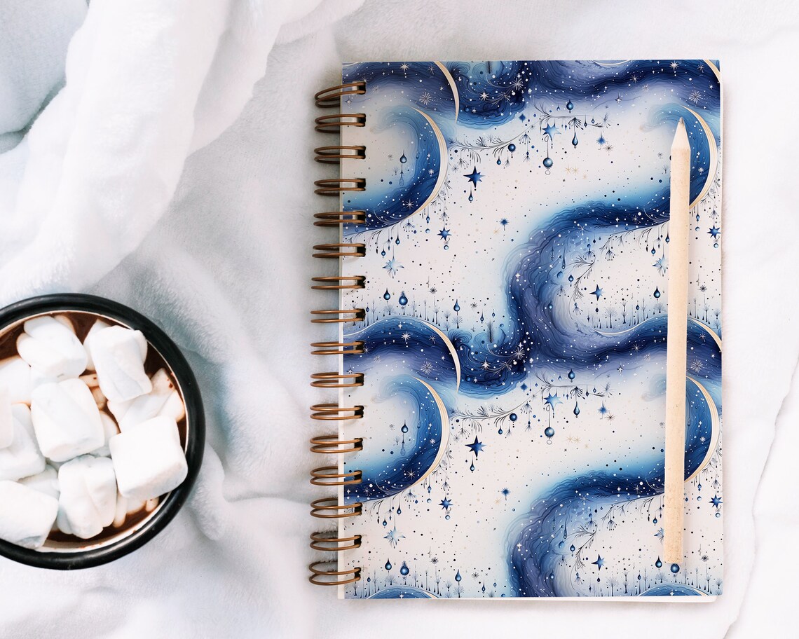 Celestial Starry Night Digital Paper, Magic Moon & Stars Seamless ...