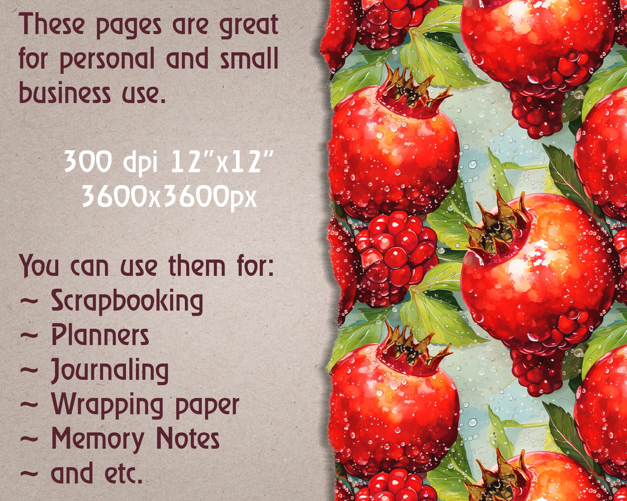 Juicy Berries Fruits Seamless Pattern, 20 Designs Digital Papers Set ...