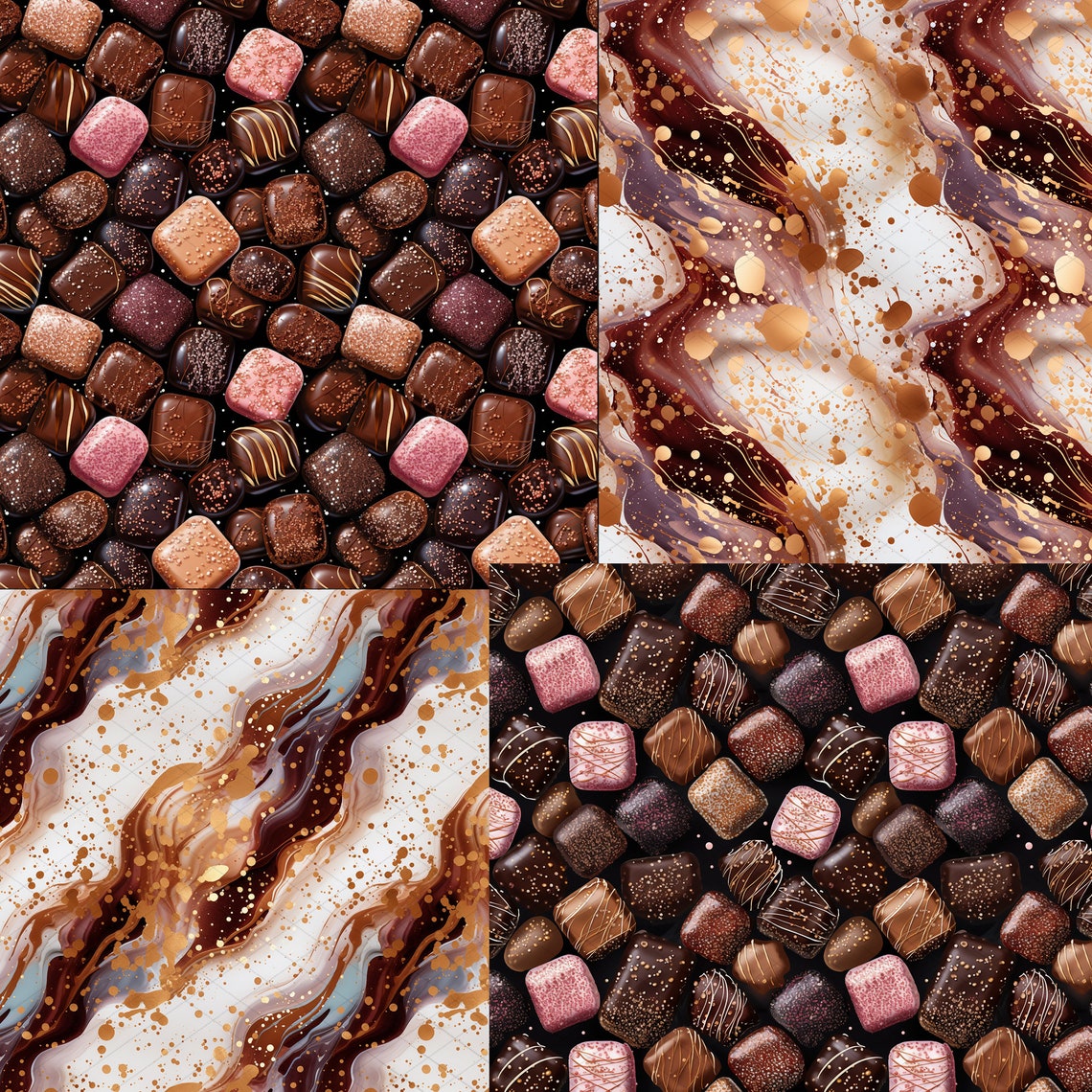16 Chocolate Watercolor Seamless Paper, Chocolate and Cakes Stains ...