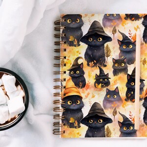 12 Seamless Patterns Witch's Cats, Watercolor Halloween Digital Papers ...