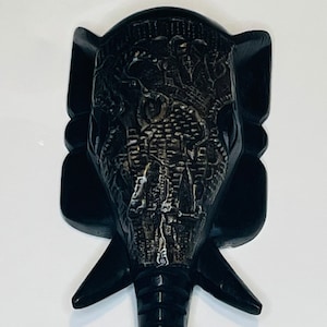 African Elephant Royal Mask, 16.5x7.5 Hand‑carved Wood Wall Art, Tribal ...