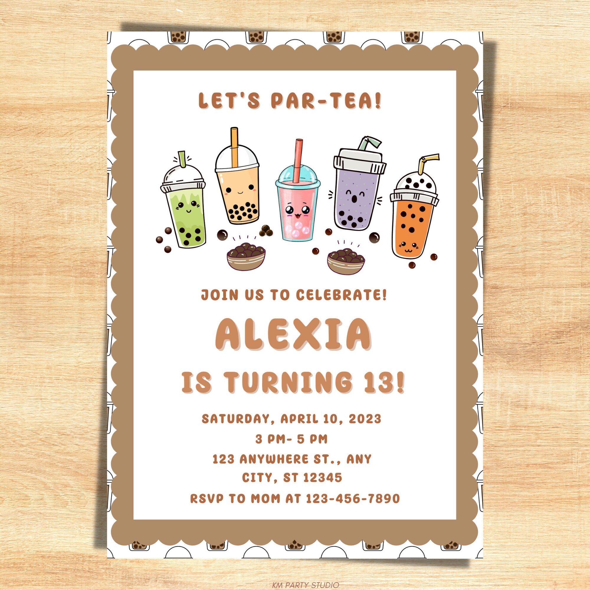 Editable Boba Tea Birthday Invitation Bubble Tea Birthday - Etsy UK