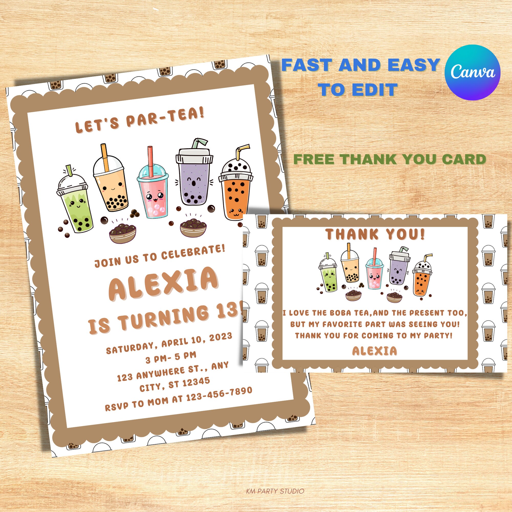 Editable Boba Tea Birthday Invitation Bubble Tea Birthday - Etsy UK