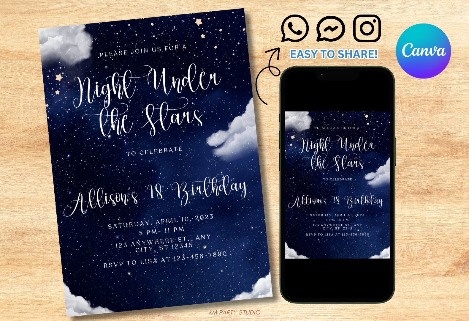 Starry Night Invitation Templates