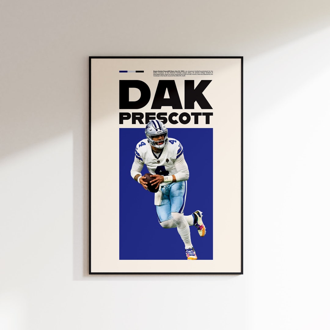 Dak Prescott Print, Dak Prescott Poster, Dallas Cowboys, Football Wall ...