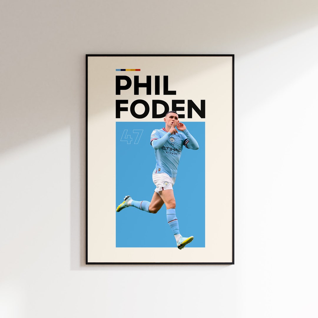 Phil Foden Poster, Manchester City Poster Minimalist, Phil Foden Print Art, Office Wall Art ...