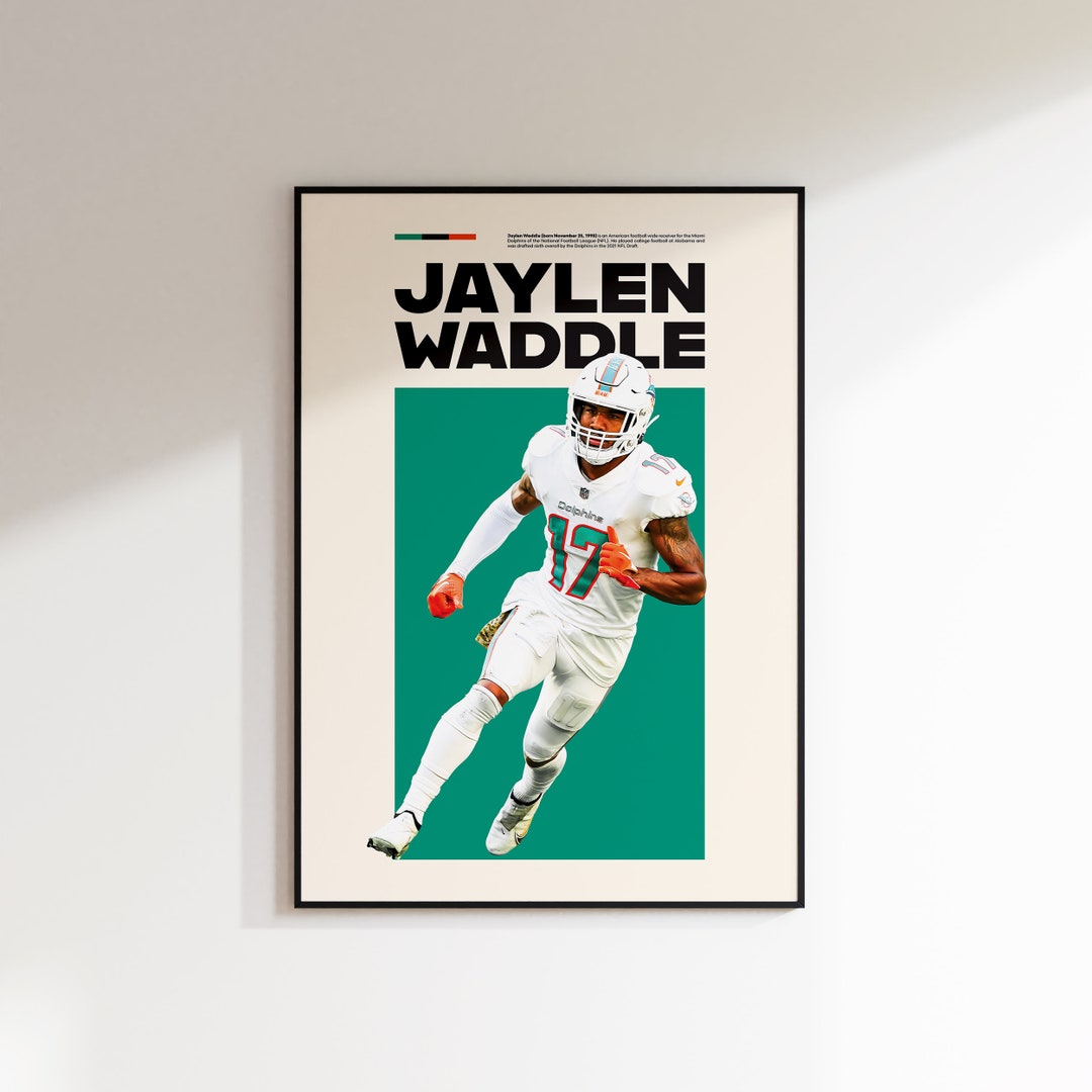 Jaylen Waddle Print, Jaylen Waddle Poster, Football Wall Art, Jaylen ...