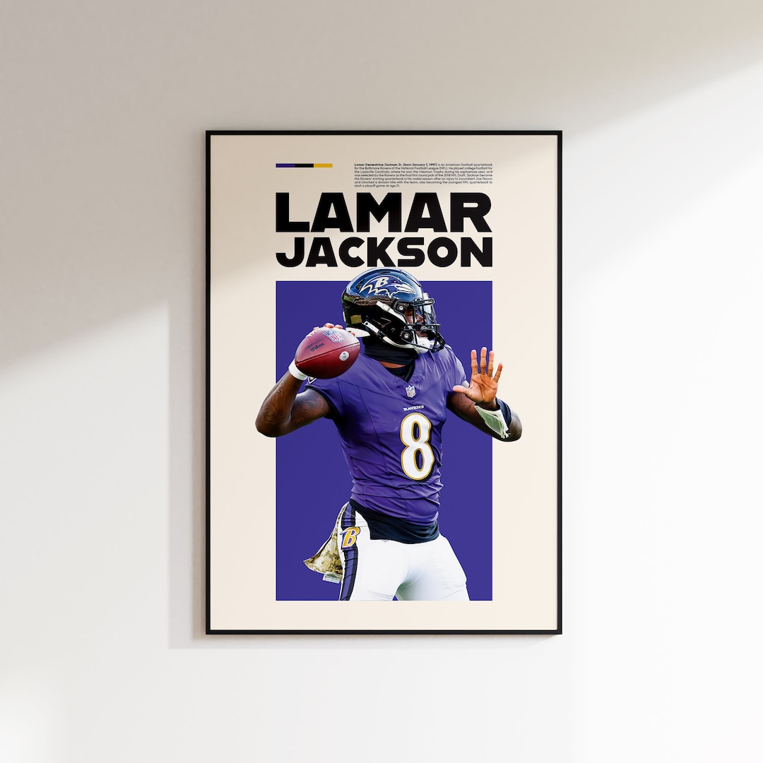 Lamar Jackson Print, Lamar Jackson Poster, Football Wall Art, Lamar ...