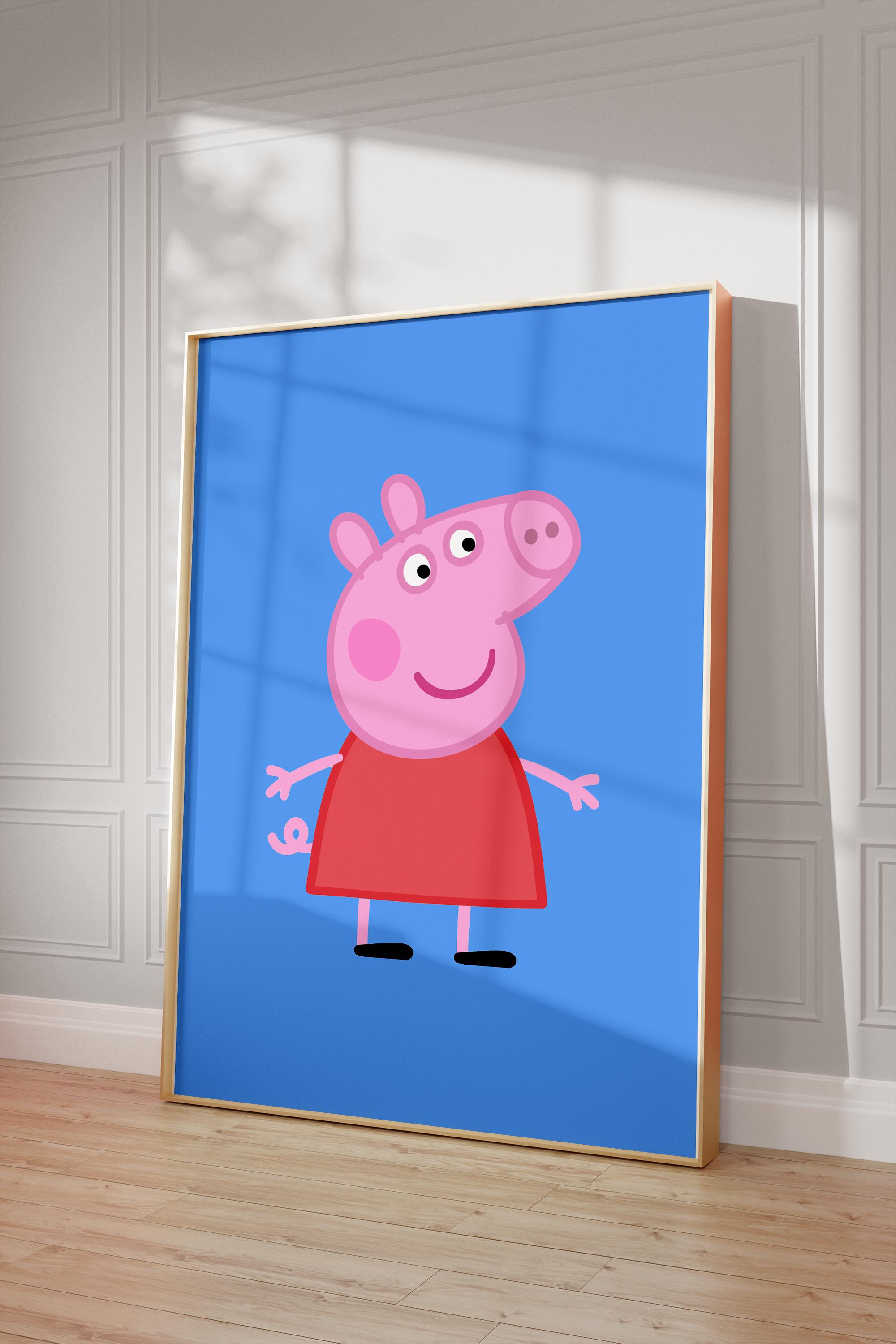 Peppa Pig Poster, Minimal Pig Poster, Wall Art, Poster Gift, Kids Wall ...