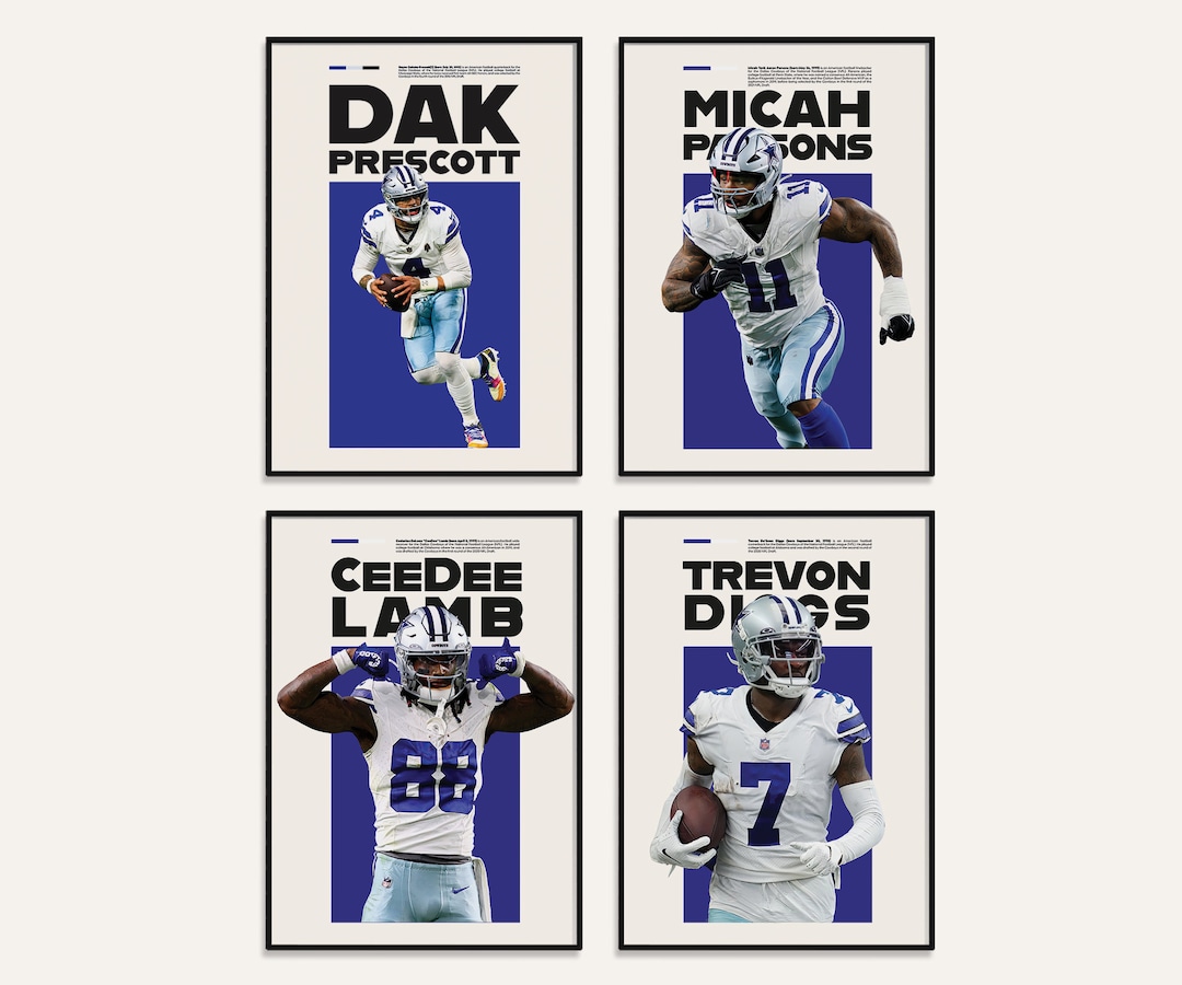 Dallas Cowboys, Set of Nfl Poster, Dallas Cowboys Print, Football Wall ...