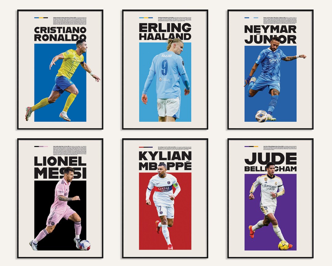 Football / Soccer Poster Bundle 6 Set Gift for Football Fan Wall Art ...