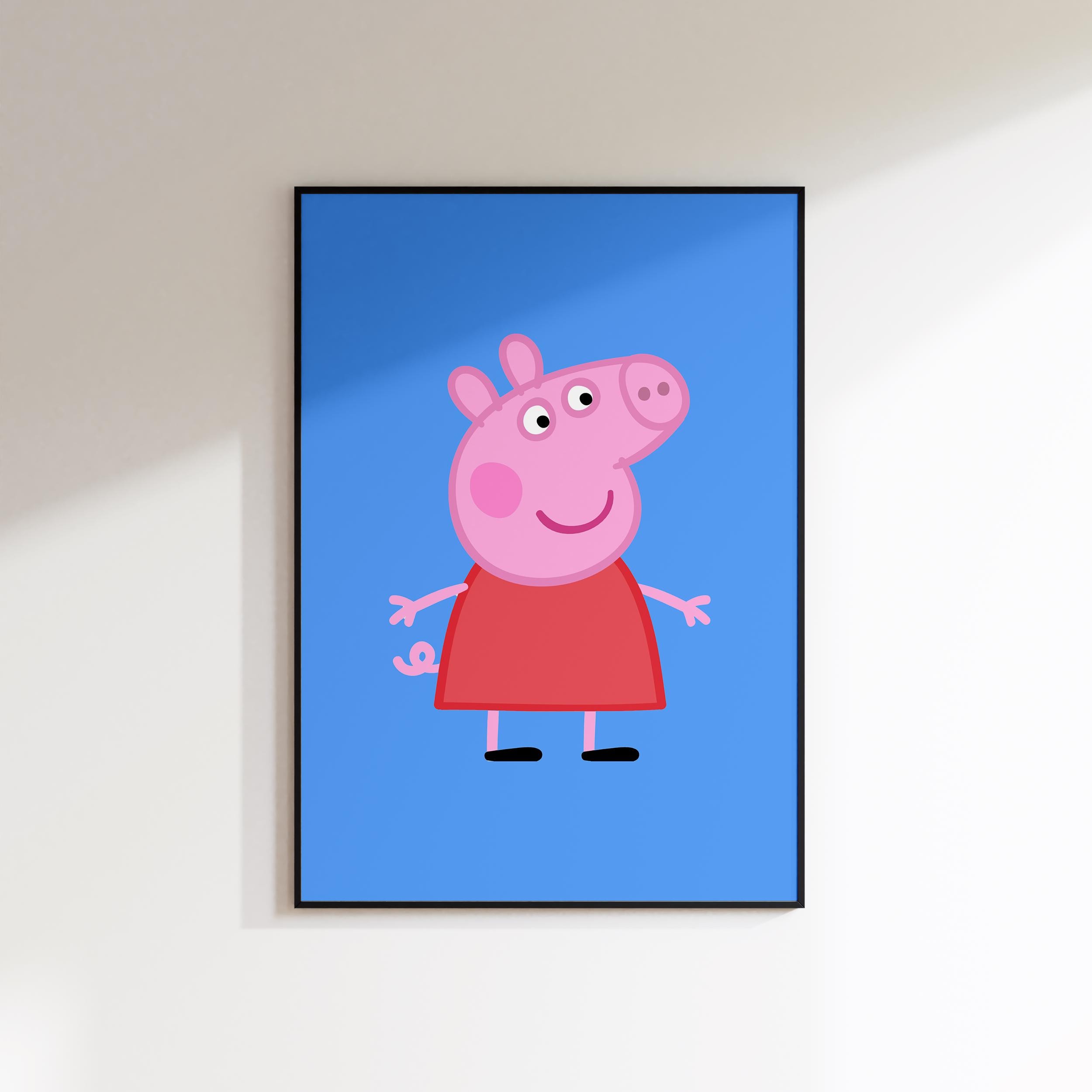 Peppa Pig Poster, Minimal Pig Poster, Wall Art, Poster Gift, Kids Wall ...