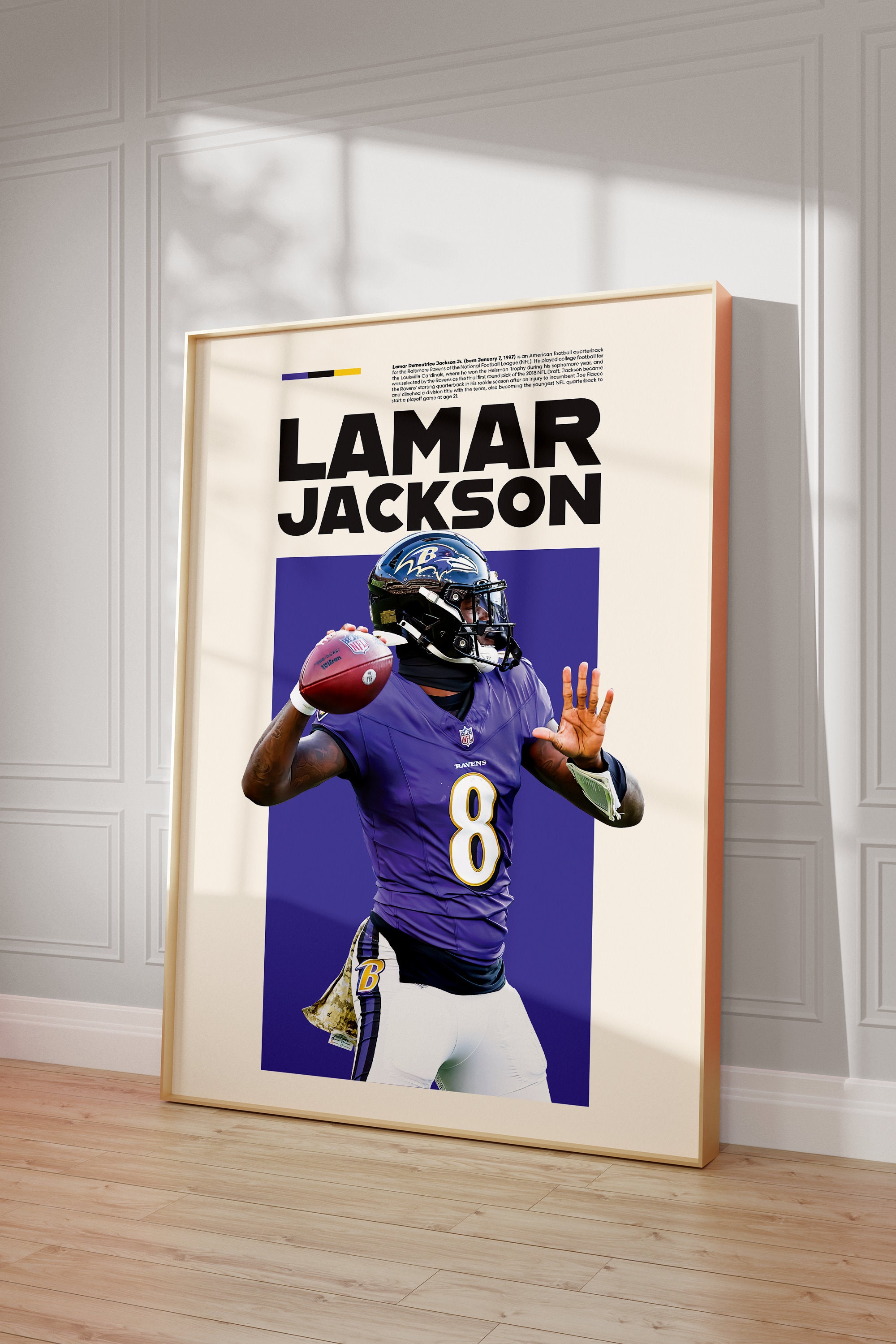 Lamar Jackson Print, Lamar Jackson Poster, Football Wall Art, Lamar ...