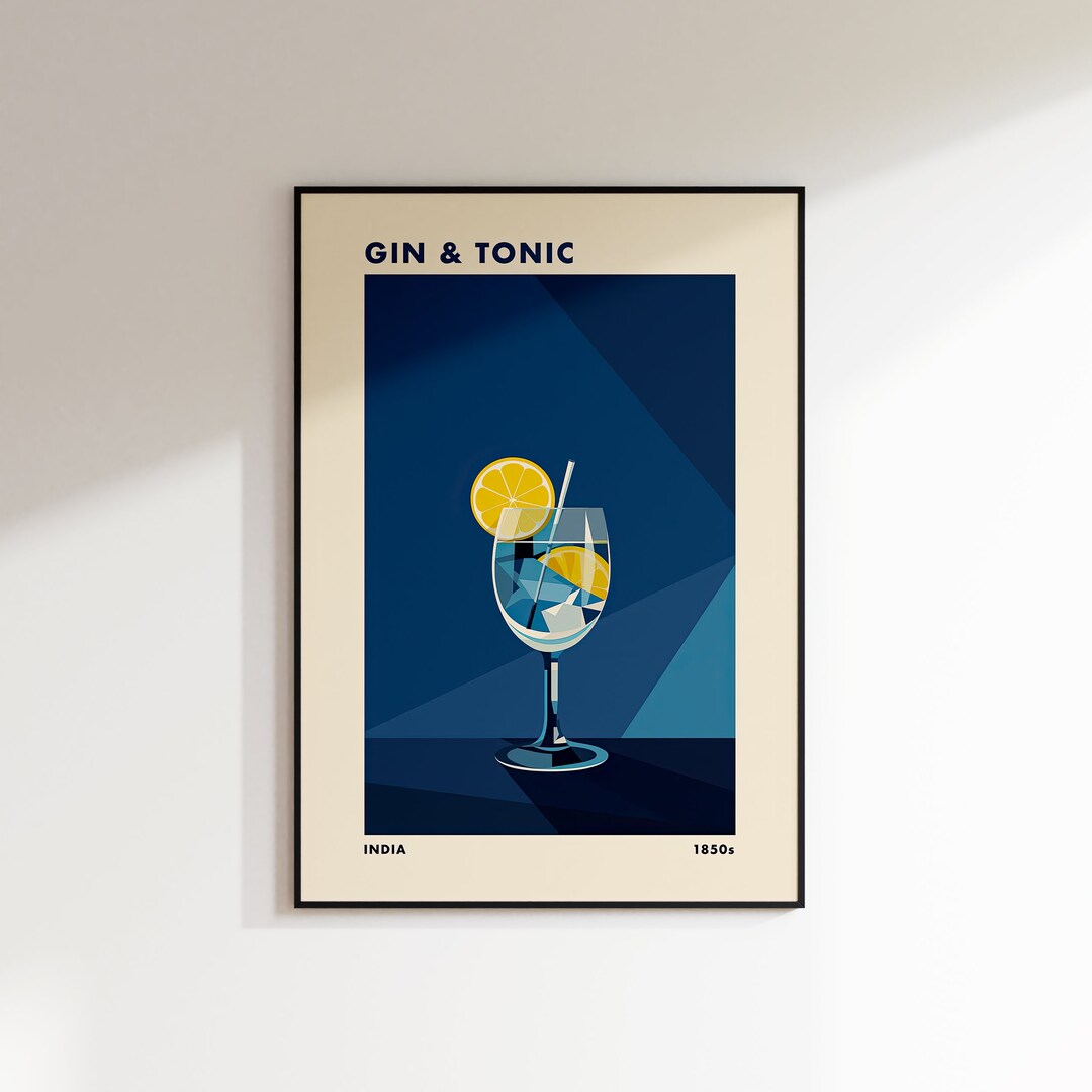 Gin Cocktail Poster, Retro Cocktail Print, Office Wall Art, Wall Gift ...