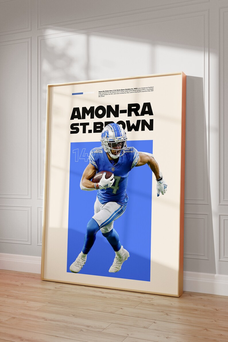 Amon-ra St. Brown Print, Amon-ra St. Brown Poster, Football Wall Art ...