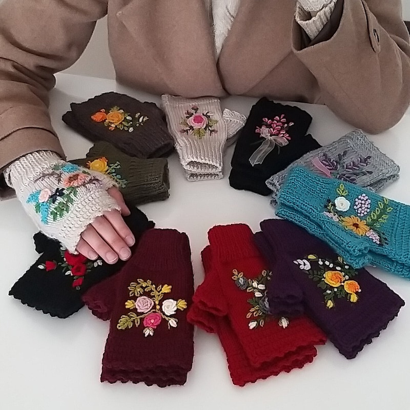 Embroidered Gloves - Etsy