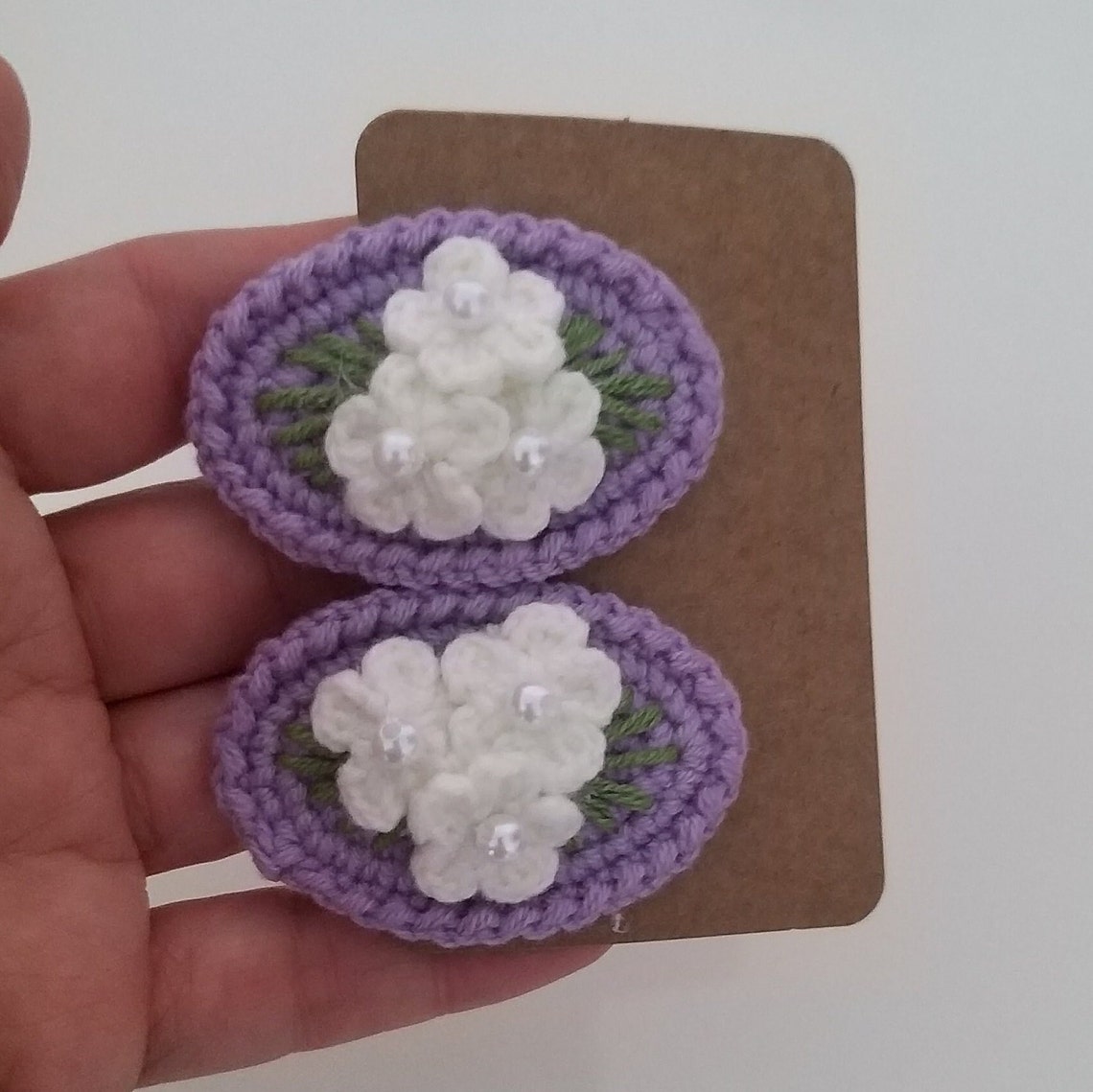 Pair of Embroidered Hair Clips, Hair Accessories, Christmas Hair ...