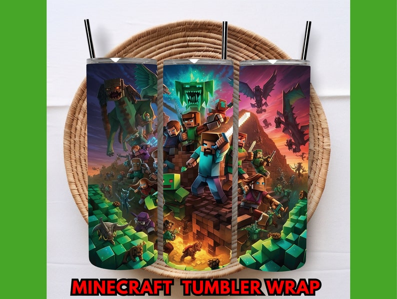 Minecraft Tumbler Wrap Design Minecraft Sublimation Wrap 20oz Tumbler ...