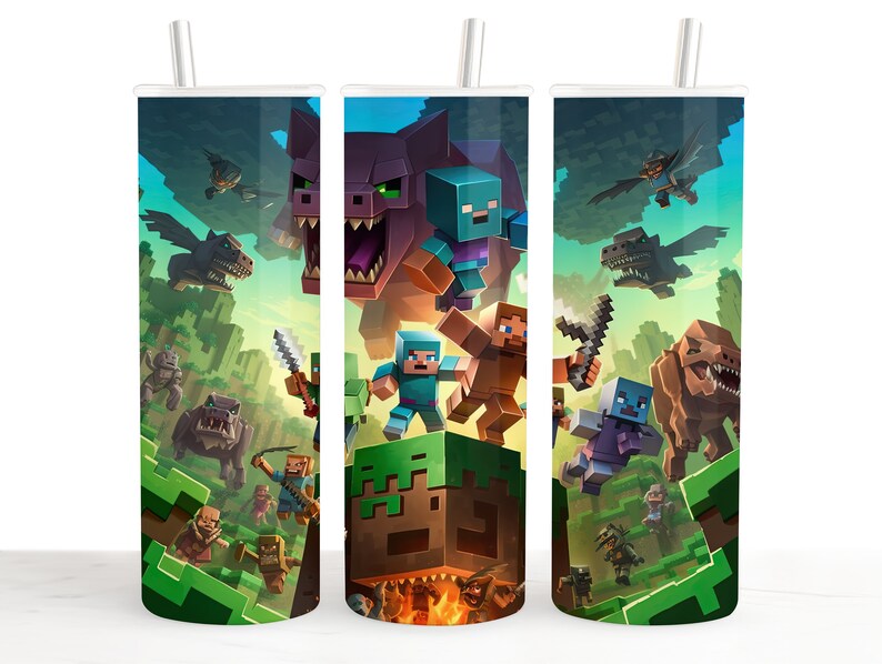 Minecraft Tumbler Wrap Design Sublimation 20oz Skinny Tumblers Png ...