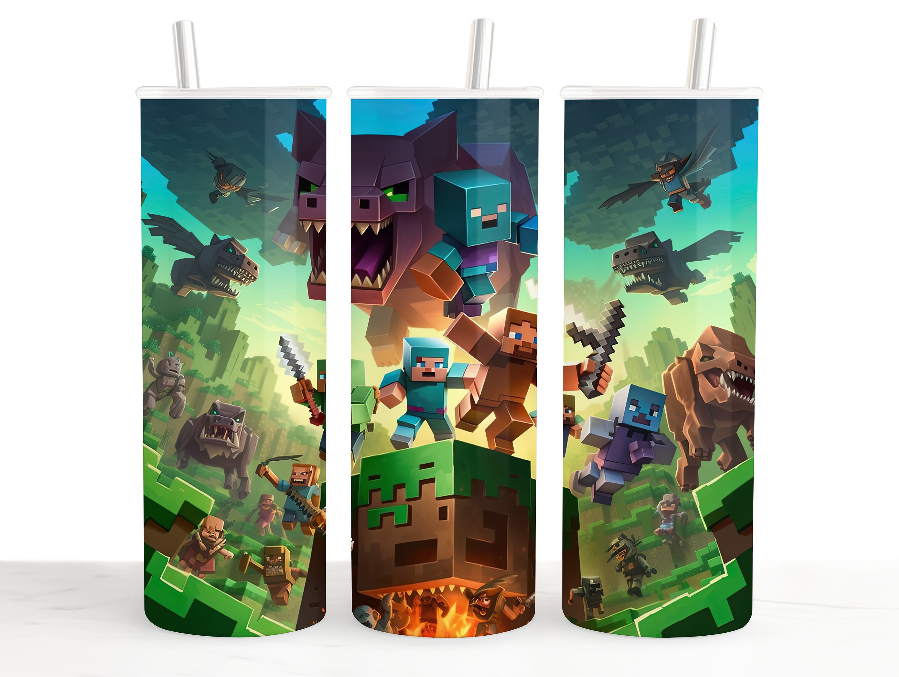 Minecraft Tumbler Wrap Design Sublimation 20oz Skinny Tumblers Png ...