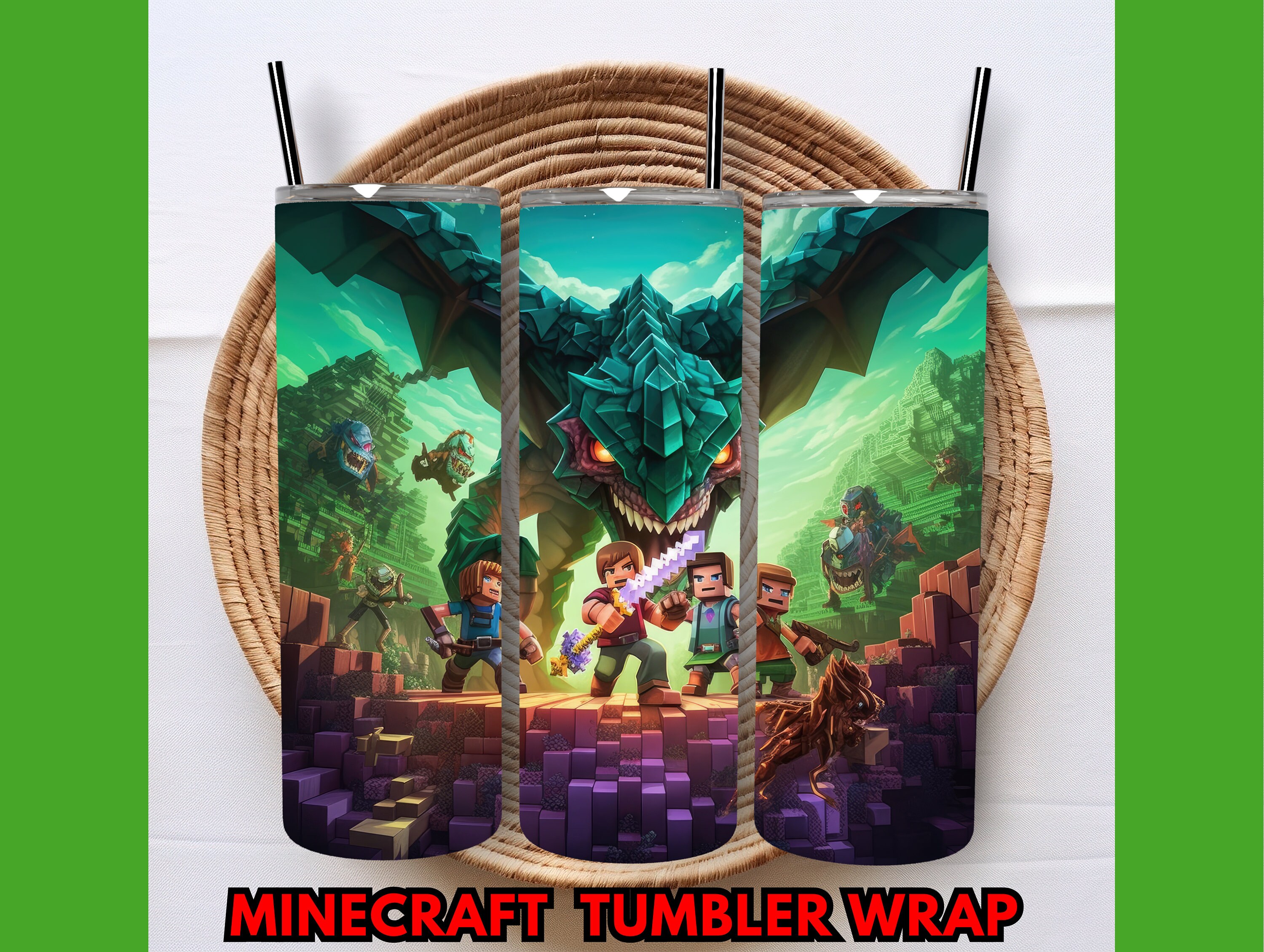 Minecraft Tumbler Wrap Design Minecraft Sublimation Wrap 20oz Tumbler ...