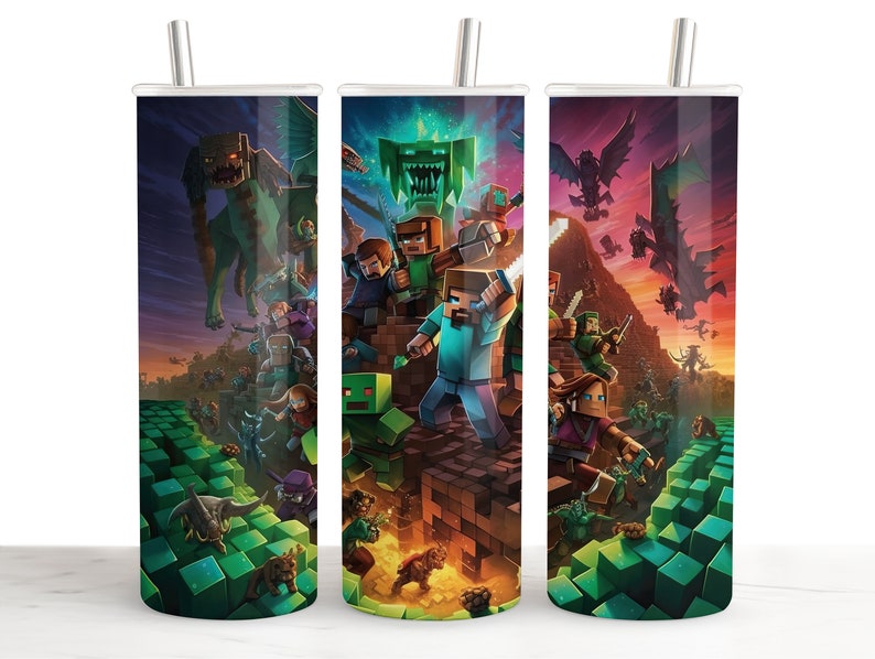 Minecraft Tumbler Wrap Design Minecraft Sublimation Wrap 20oz Tumbler ...