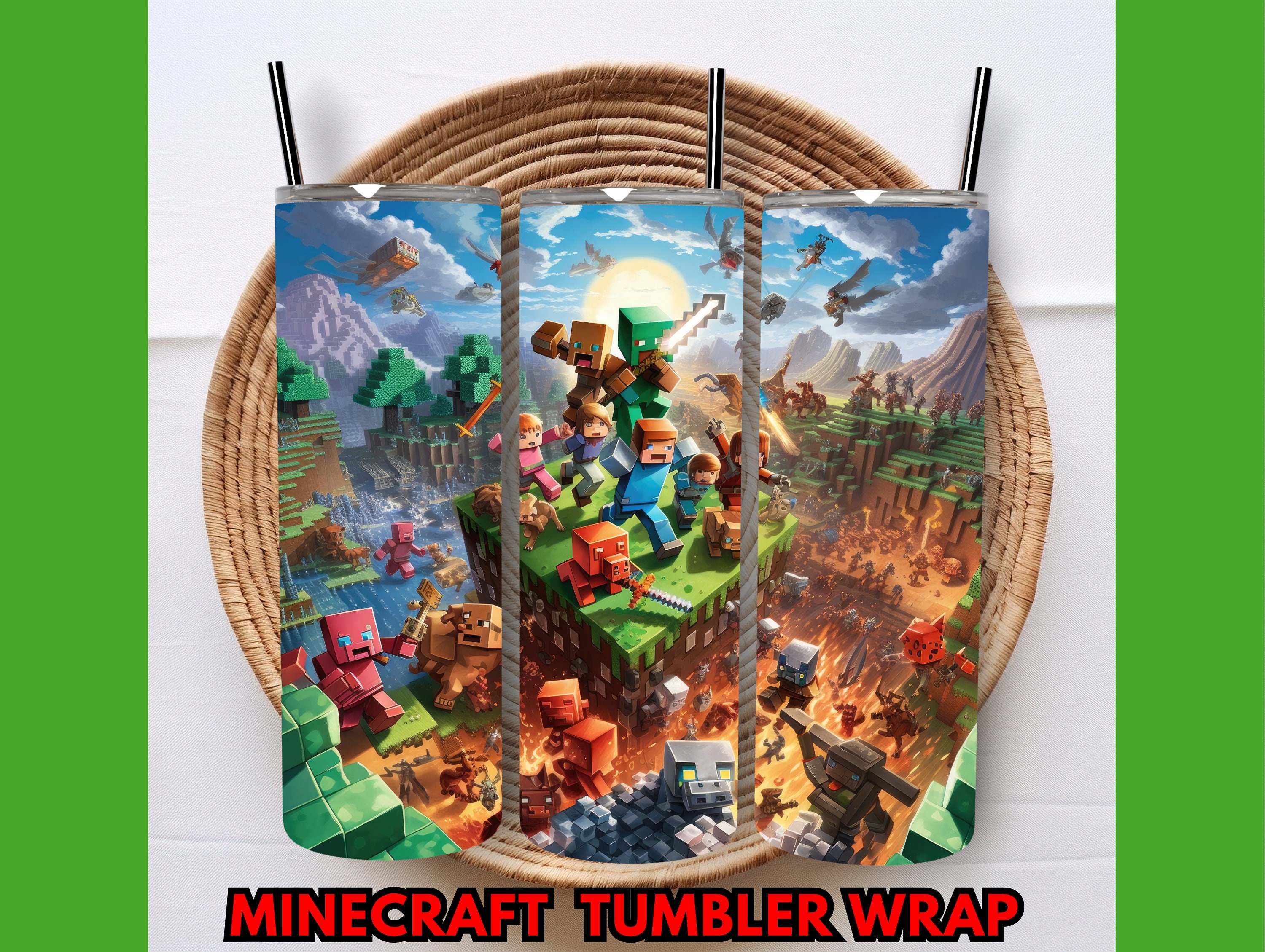 Minecraft Tumbler Wrap Design Minecraft Sublimation Wrap 20oz Tumbler ...