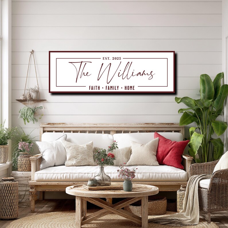 Personalized Family Name Canvas Sign, Modern Wedding Gift, Established ...