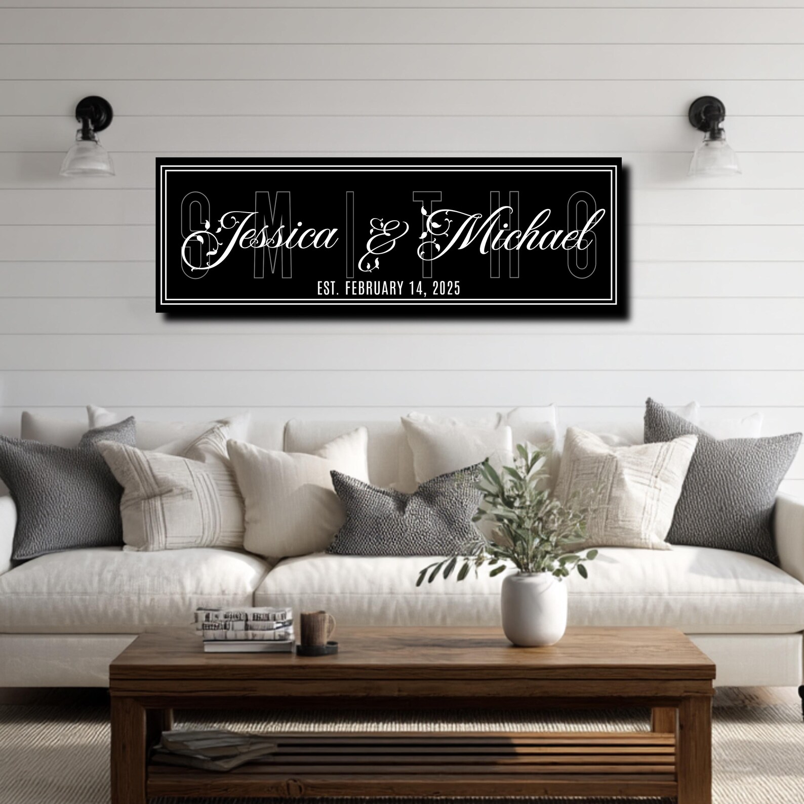 Personalized Couple Name Canvas: Modern Wedding Date Sign - Etsy