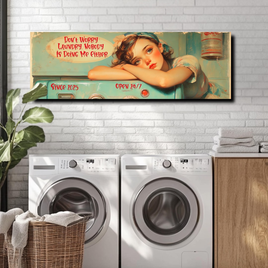Custom Laundry Room Sign Funny Vintage Canvas Wall Art Retro Home Decor ...