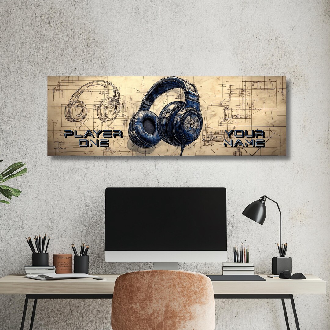 Personalized Gamer Canvas Wall Art "player One" Custom Gaming Headset ...