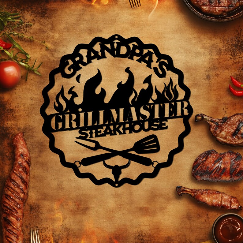 Custom Grill Master Metal Sign: Personalized BBQ Steakhouse Wall Art - Etsy