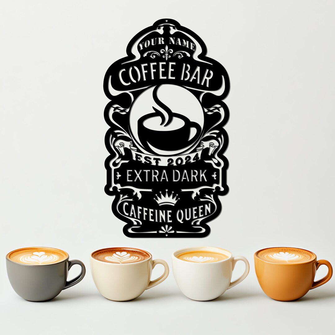 Personalized Coffee Bar Metal Wall Sign: Vintage Kitchen Decor - Etsy