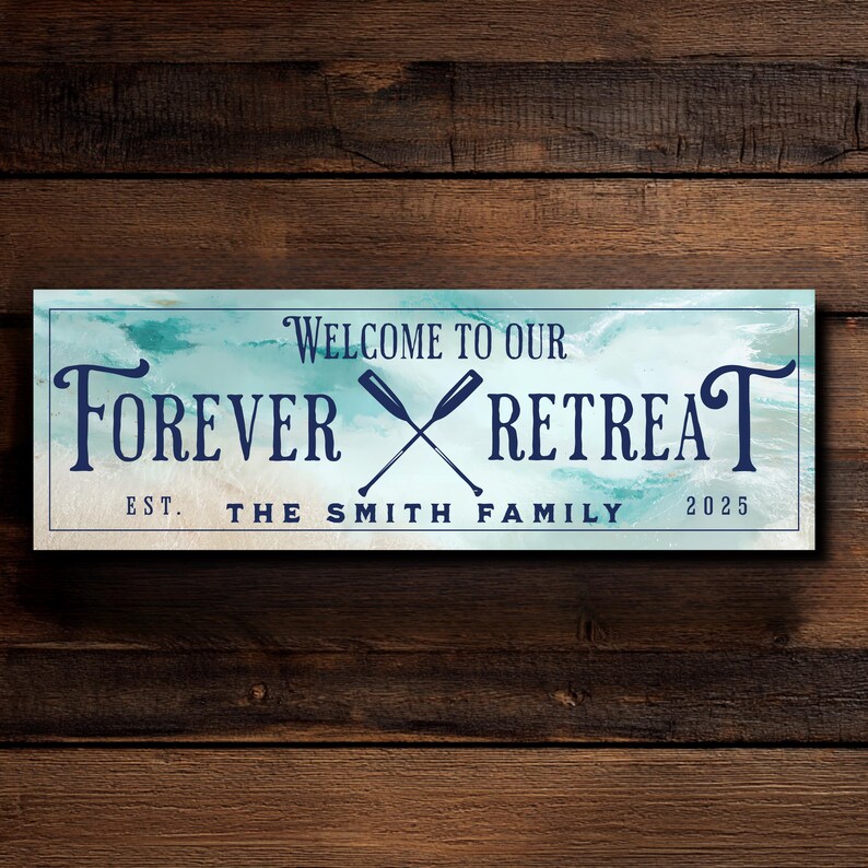 Personalized Family Name Canvas Sign: Lake House Decor With Oars - Etsy