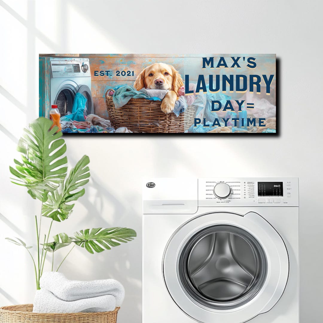 Personalized Laundry Room Funny Dog Canvas Custom Rustic Laundry Room ...