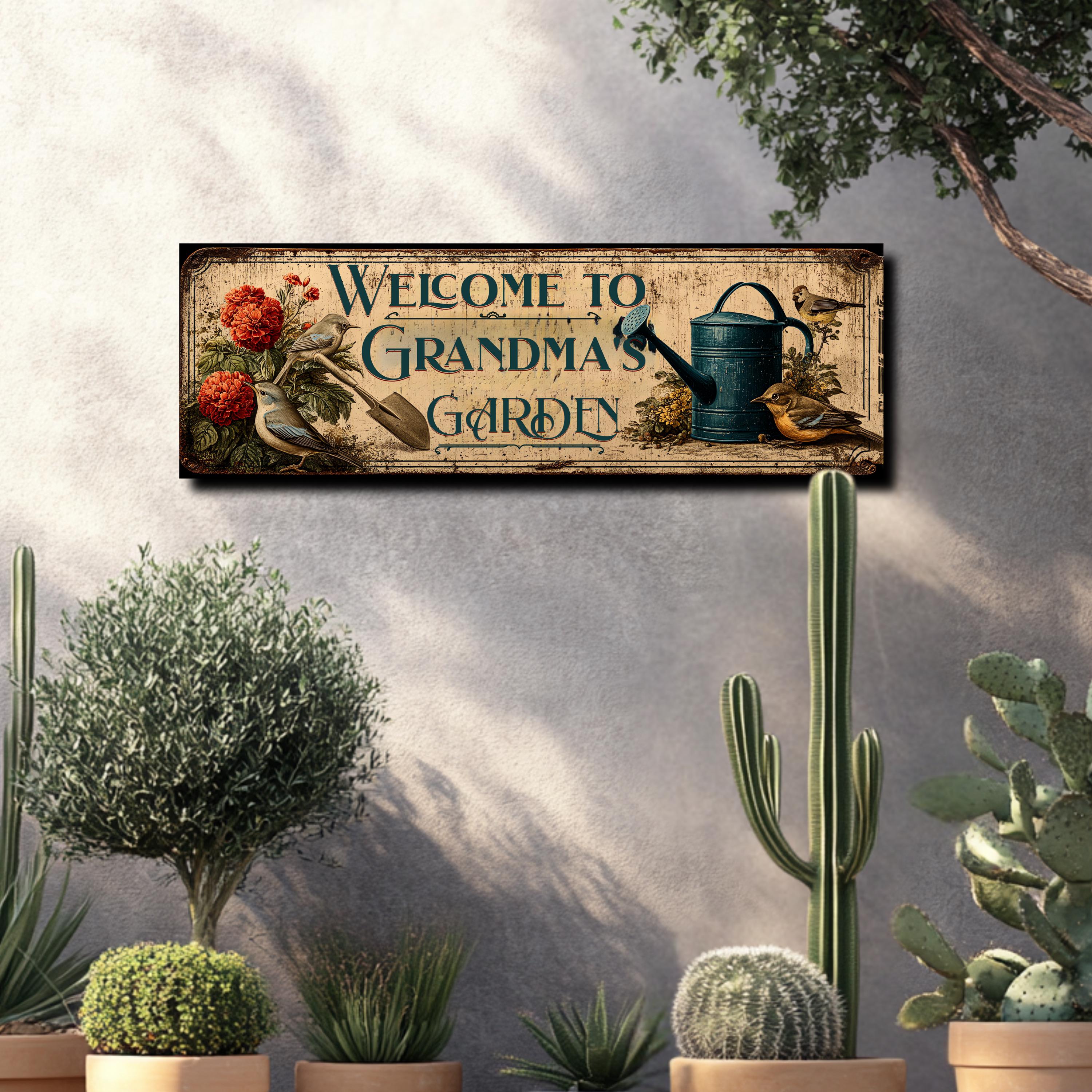 Custom Grandma's Garden Sign Vintage Floral Wall Art Print Personalized ...