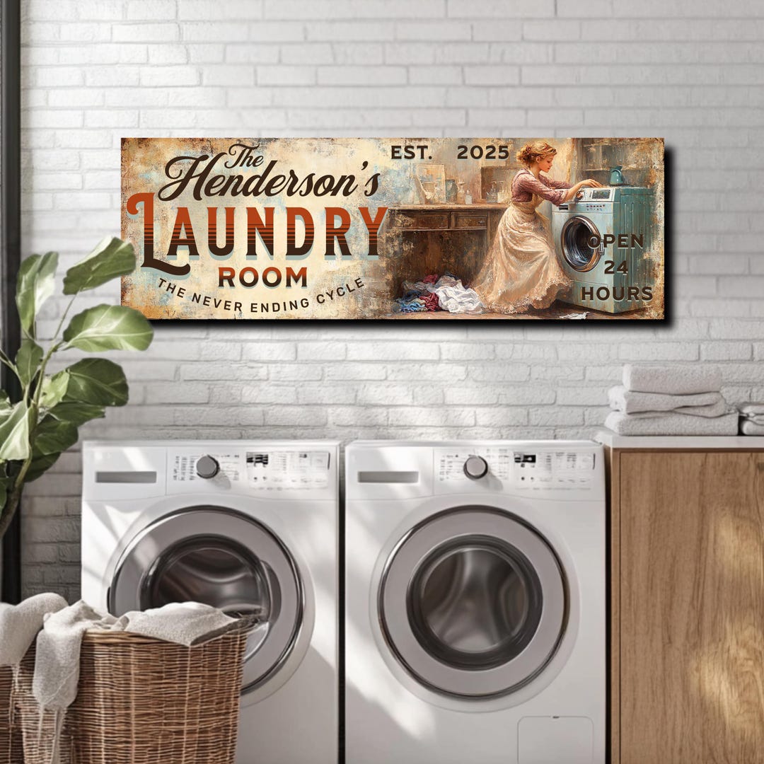 Custom Vintage Laundry Room Wall Art - Rustic Farmhouse Decor ...