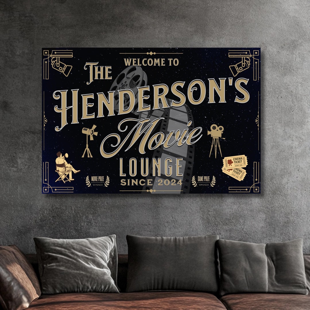 Custom Family Movie Lounge Canvas Art: Vintage Cinema Theme - Etsy