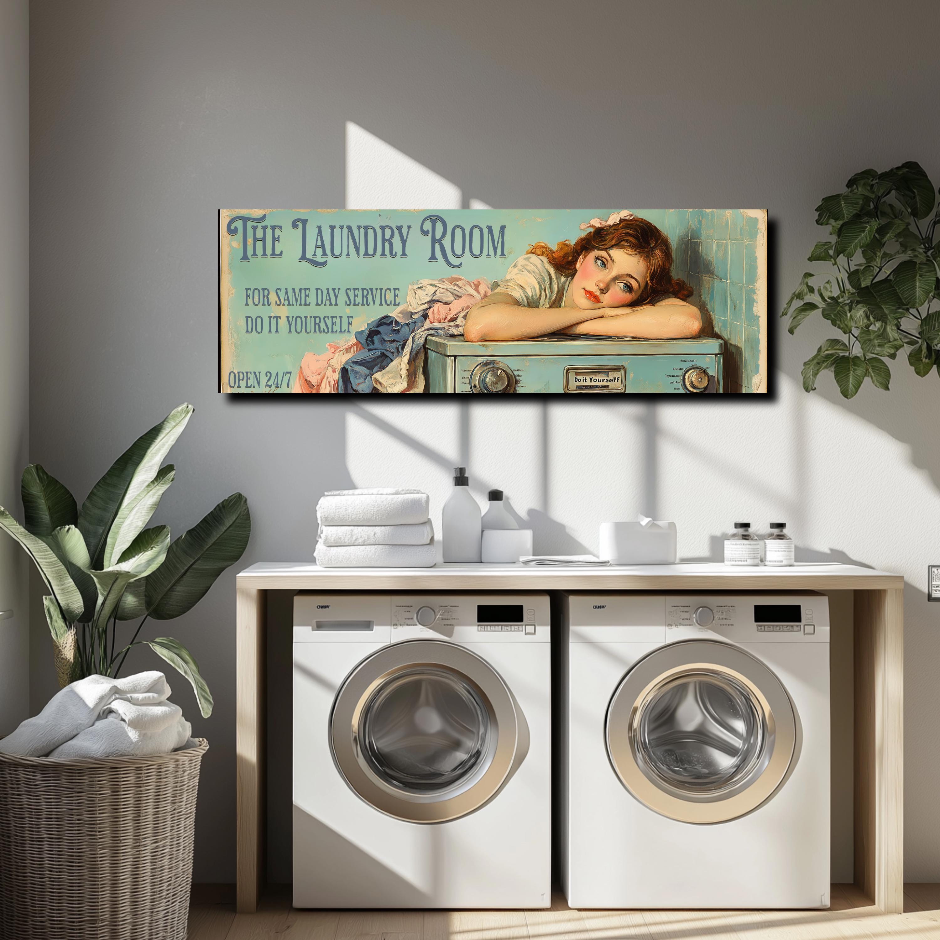 Personalized Funny Laundry Room Sign Vintage Custom Canvas Wall Art ...