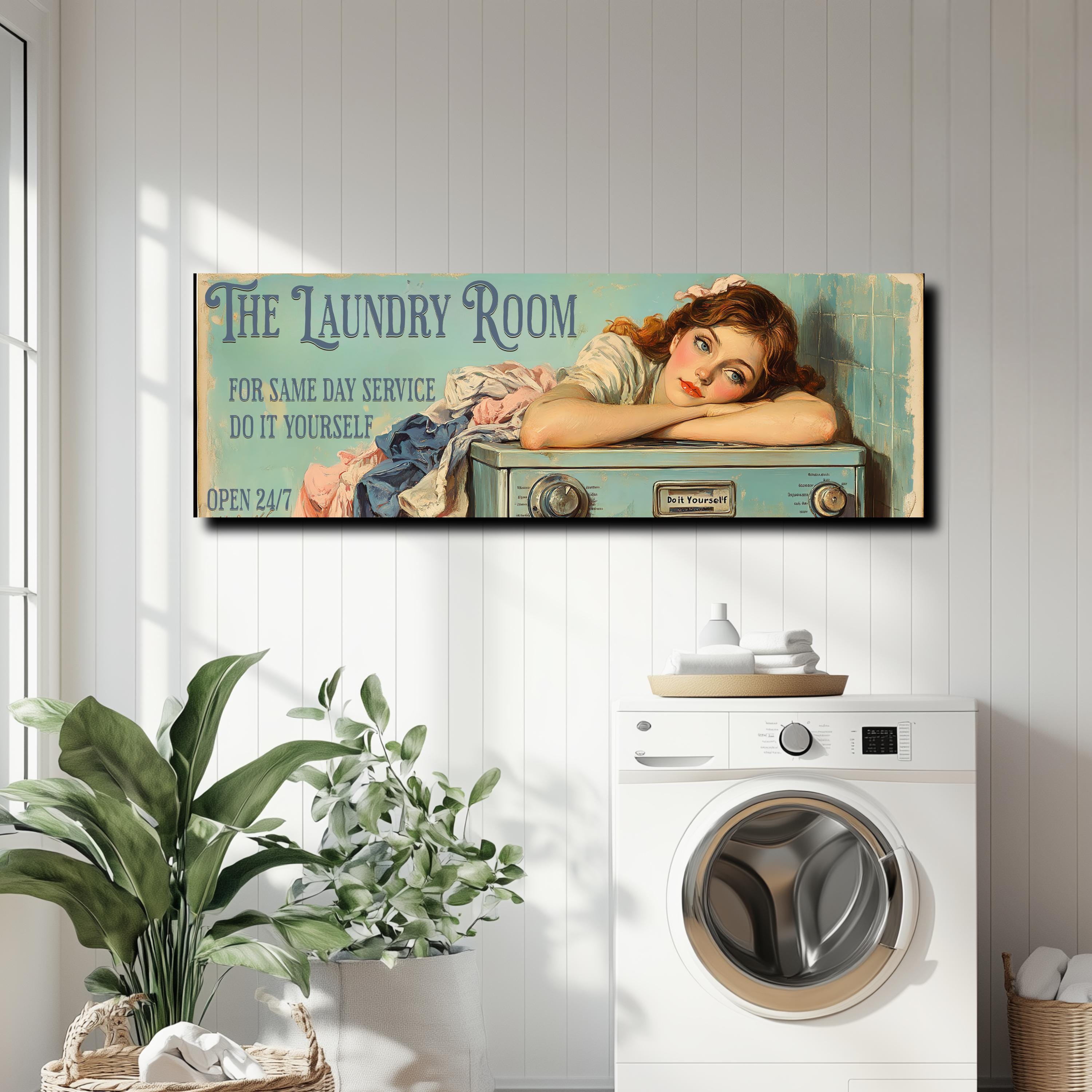 Personalized Funny Laundry Room Sign Vintage Custom Canvas Wall Art ...