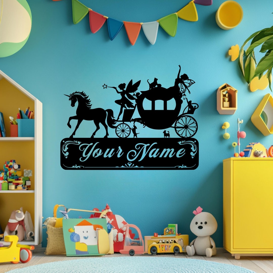 Personalized Princess Carriage Metal Wall Art: Fairy Tale Nursery Decor ...
