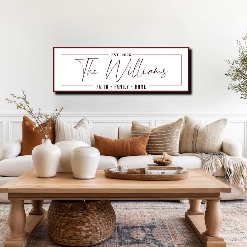 Personalized Family Name Canvas Sign, Modern Wedding Gift, Established ...